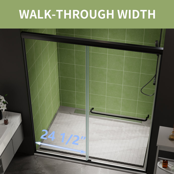 Exbrite 56 60 W X 70 H Double Sliding Door Semi Frameless